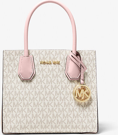 Michael Kors Mercer Medium Logo and Leather Accordion Crossbody Bag ...