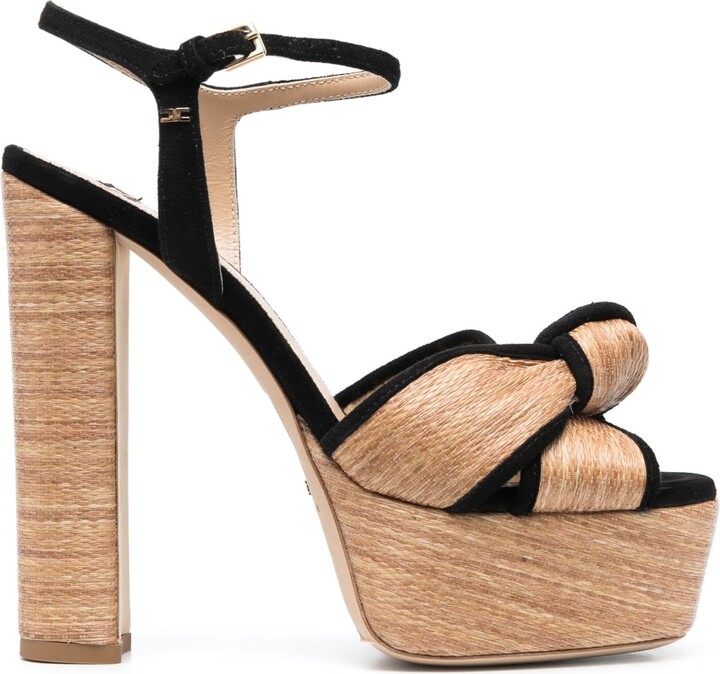 Elisabetta Franchi Raffia platform sandals - ShopStyle