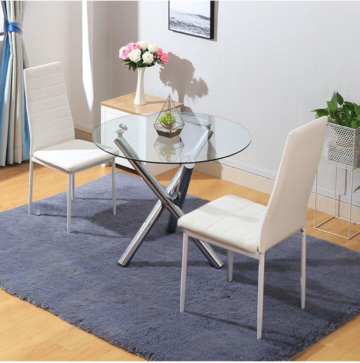 Living and Home 3-Piece Dining Table Set of Modern Faux Leather Dining ...