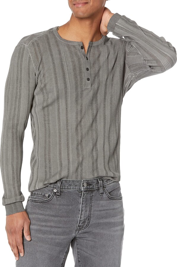John Varvatos Men's Torrance Long Sleeve Variegated Rib Sweater Henley ...