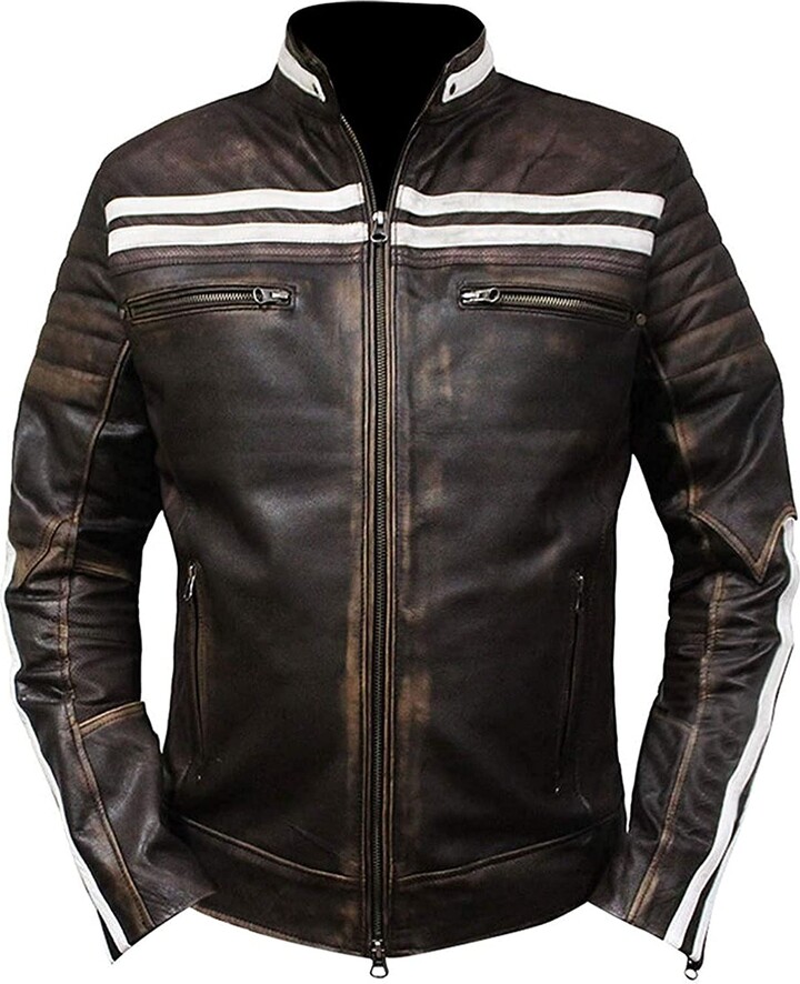 GAVA Men's Biker Vintage Retro Motorcycle Antique Distressed Cafe Racer ...