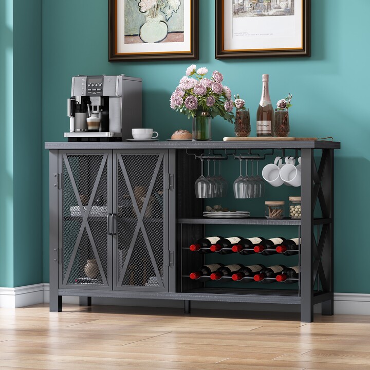 Myhozm Buffet Bar Cabinet with Wine Rack, Modern Buffet/Sideboard Wine ...