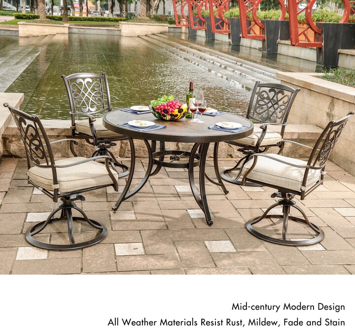 Modern Muse 5 Piece Patio Dining Set, Deep Cushioned Aluminum Swivel ...