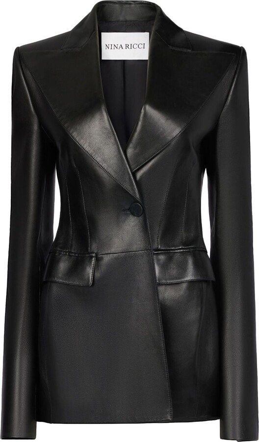 Nina Ricci Peak-Lapels Leather Blazer - ShopStyle