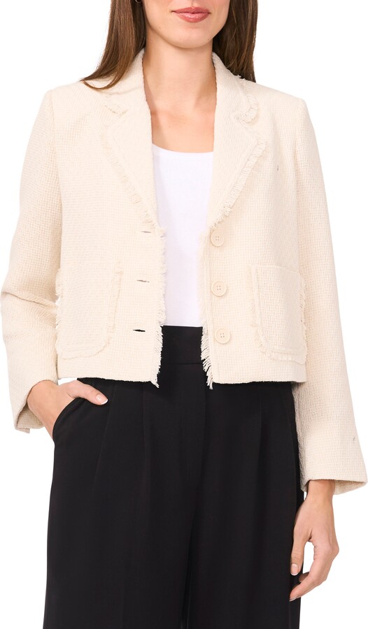 Halogen Fringe Detail Tweed Jacket - ShopStyle