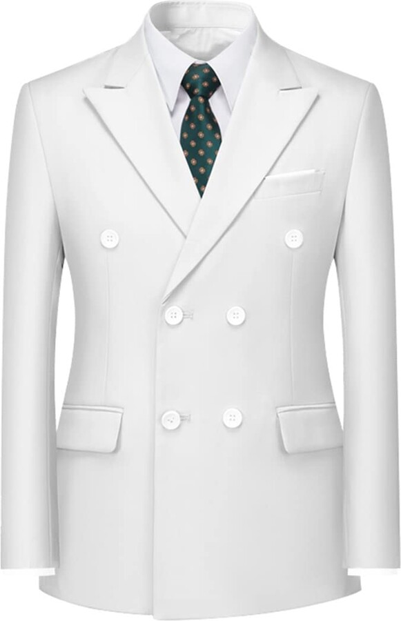 Allthemen Mens Business Suit Jacket Double Breasted Gentleman Slim Fit ...