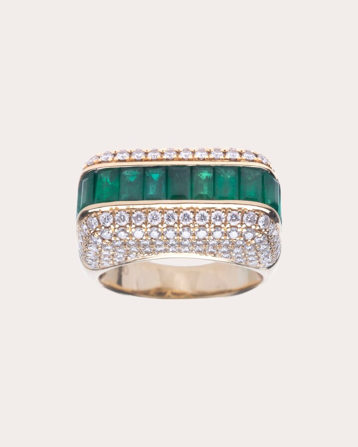 Rainbow K Empress 18K Gold Emerald and Diamond Pavé Ring - ShopStyle