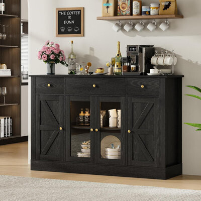 Gracie Oaks Buffet Cabinet with Storage, 55" Sideboard Buffet Cabinet ...