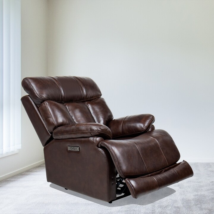 LY & S Home Collection 38.5” Wide Genuine Leather Recliner Chair with ...