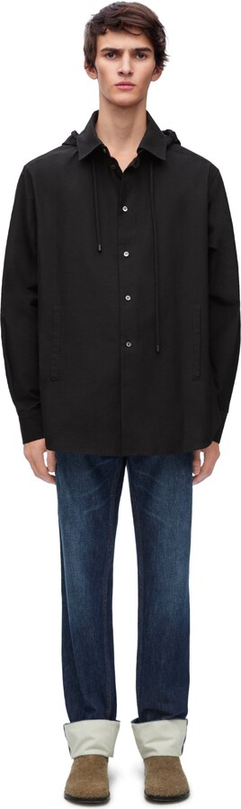 Loewe Luxury Hooded overshirt in cotton - ShopStyle Long Sleeve Shirts