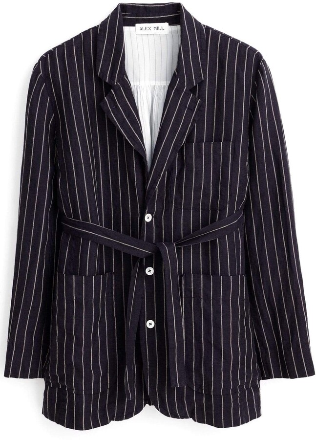 Alex Mill Mathilde Jacket in Navy/Ivory Linen - ShopStyle