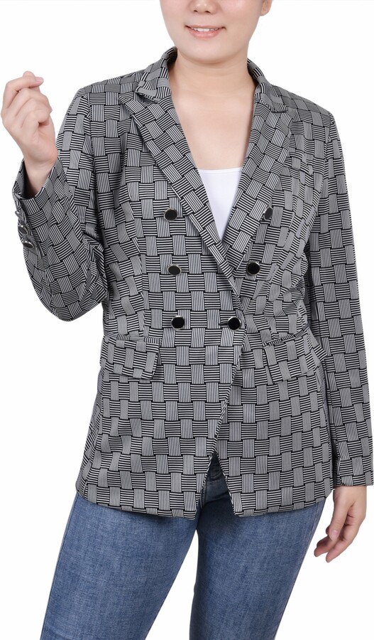 NY Collection Women's Long Sleeve Double Breasted Jacket - ShopStyle