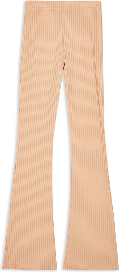 Topshop Co-ord Skinny Rib Flare Pants Blush - ShopStyle