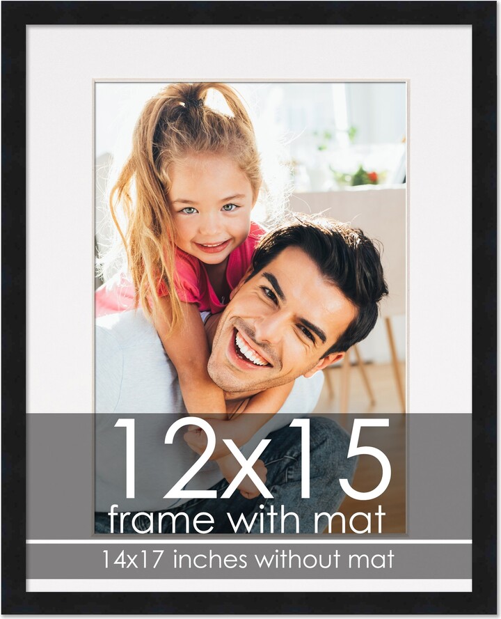 PosterPalooza 12x15 Frame with Mat - Black 14x17 Frame Wood Made to ...
