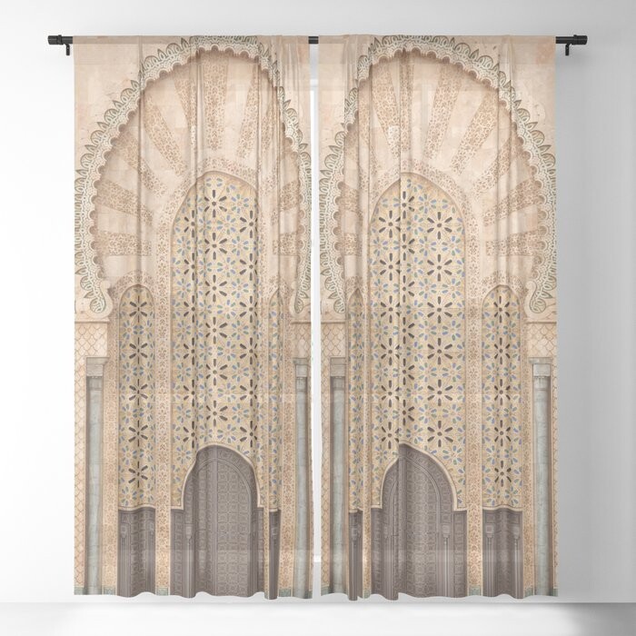 Society6 Door of Hassan II Mosque in Casablanca Morocco Sheer Curtains ...