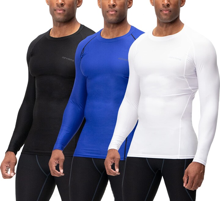 DEVOPS 3 Pack Men's UPF 50+ Long Sleeve Compression Shirts Quick Dry ...
