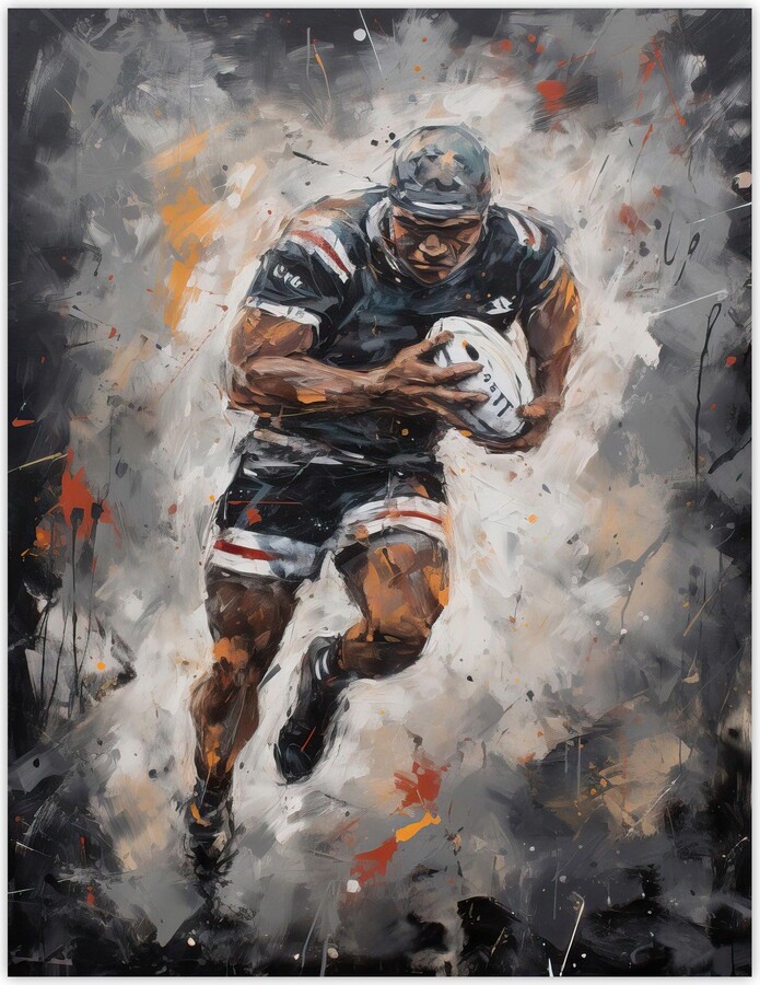 Artery8 Rugby Fan Artwork World Cup Forward With Ball Action Painting ...