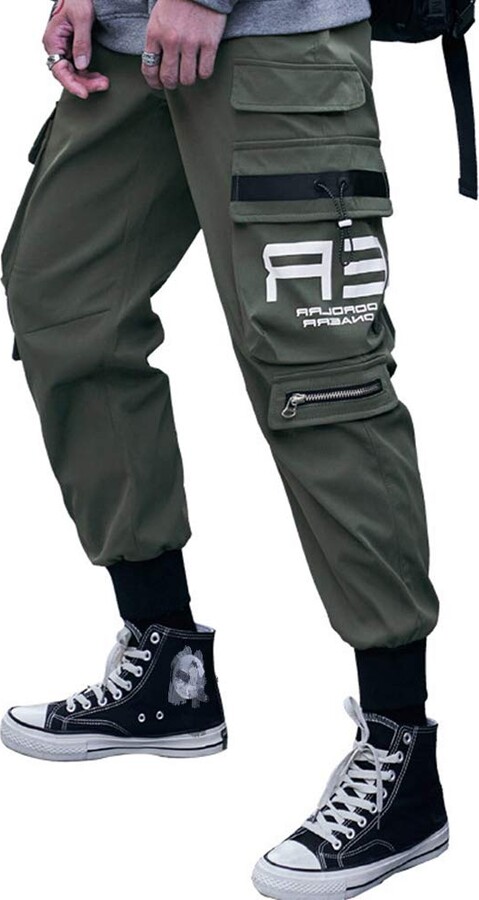 Qin Orianna Mens Jogger Pants Techwear Hip Hop Punk Harem Cargo Jogger