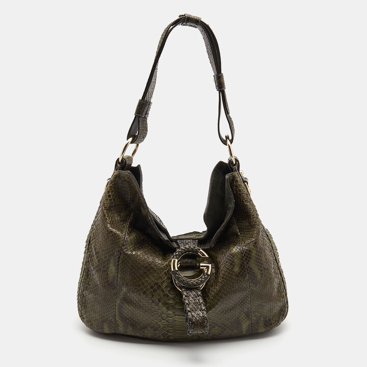 Gucci Green/Black Python Large Wave Hobo - ShopStyle