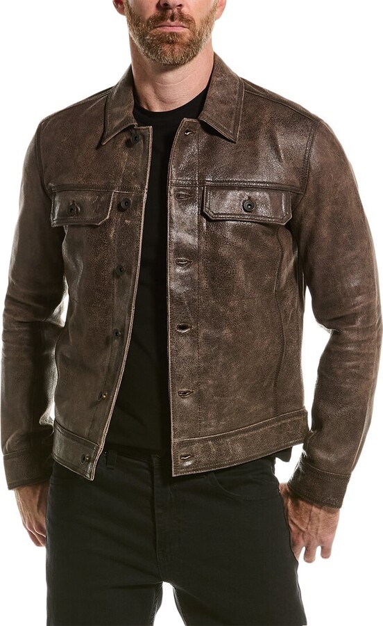John Varvatos Saul Leather Trucker Jacket - ShopStyle