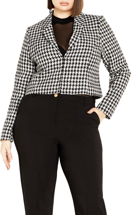 City Chic Skylar Houndstooth Crop Jacket - ShopStyle