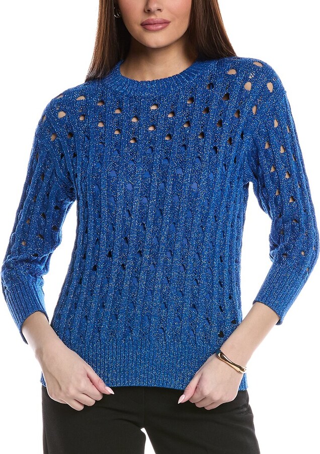 St. John Rib Crochet Knit Sweater - ShopStyle