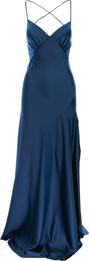 ROSERRY - Seville Satin Maxi Dress In Navy - ShopStyle