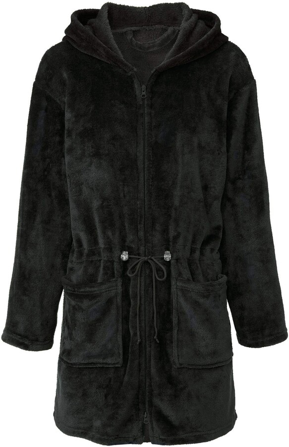 CelinaTex XS-XL Bathrobe Hood Plain Short or Long Patch Pockets Two Way ...