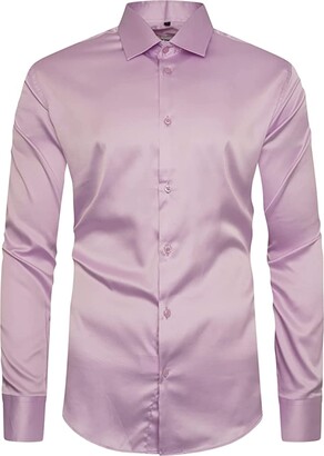 Dominic Stefano Men's Luxury Smart Plain Satin Shiny Stylish Fit Button ...