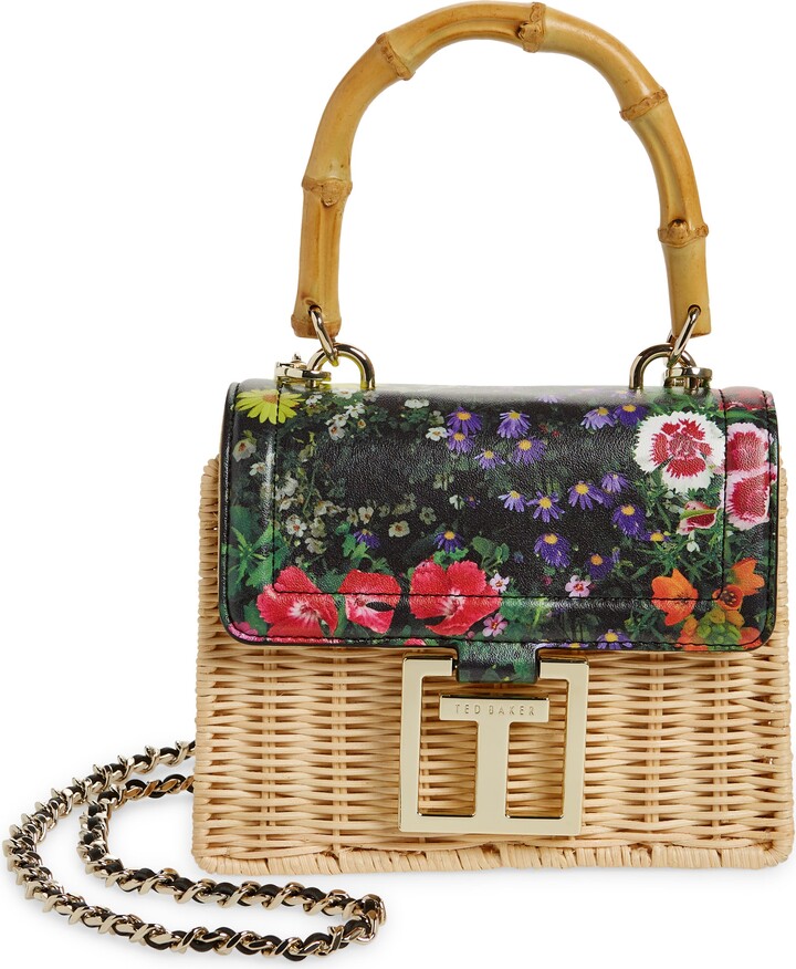 Ted Baker Mini Jaysisa Faux Leather & Rattan Top Handle Bag - ShopStyle