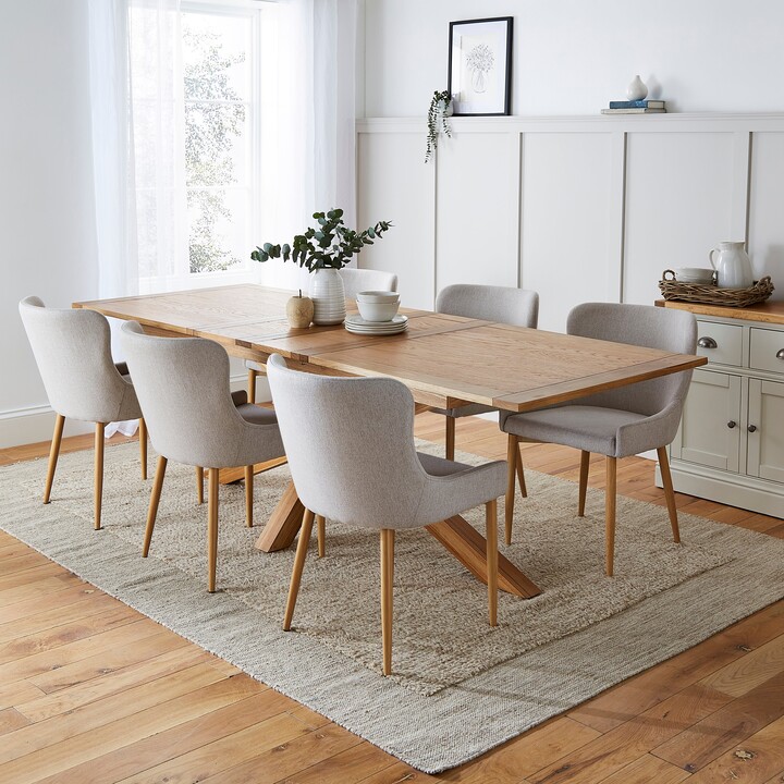 Dunelm Xavi 6-8 Seater Rectangular Extendable Dining Table, Oak Oak ...