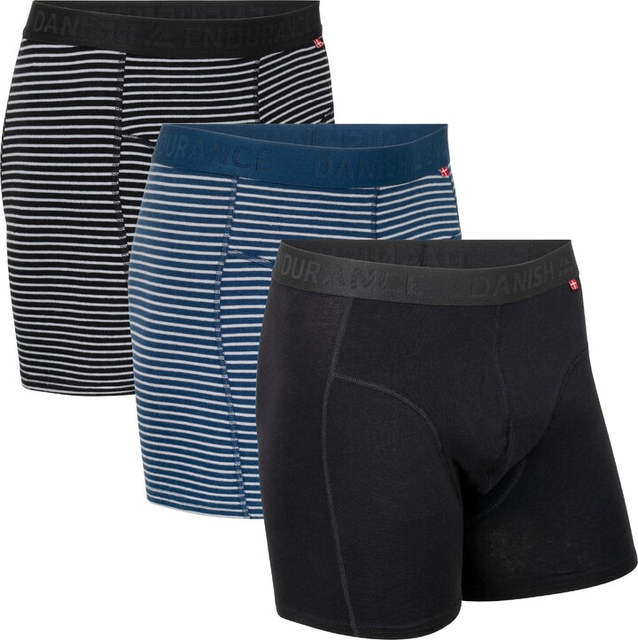 DANISH ENDURANCE Men's Organic Trunks 3-pack MC (Black Stripe ...