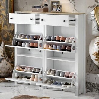 IGEMAN Shoe Cabinet Set with 4-Flip Drawers, Modern Style Shoe Rack ...