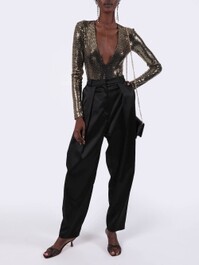 Gucci Gold Sequined Laminated Lizard Bodysuit - ShopStyle Tops