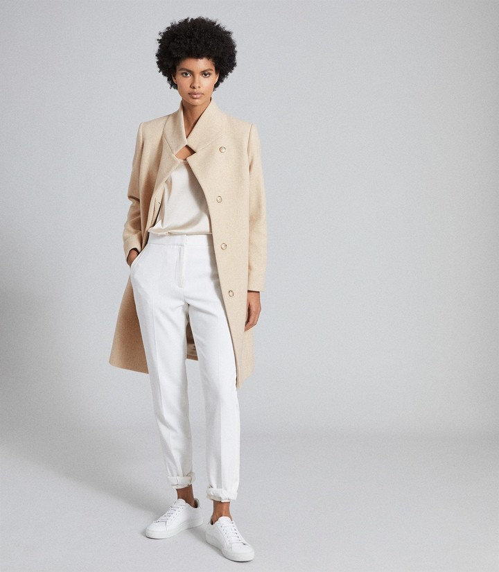 Reiss MARCIE WOOL BLEND MID LENGTH COAT Stone - ShopStyle