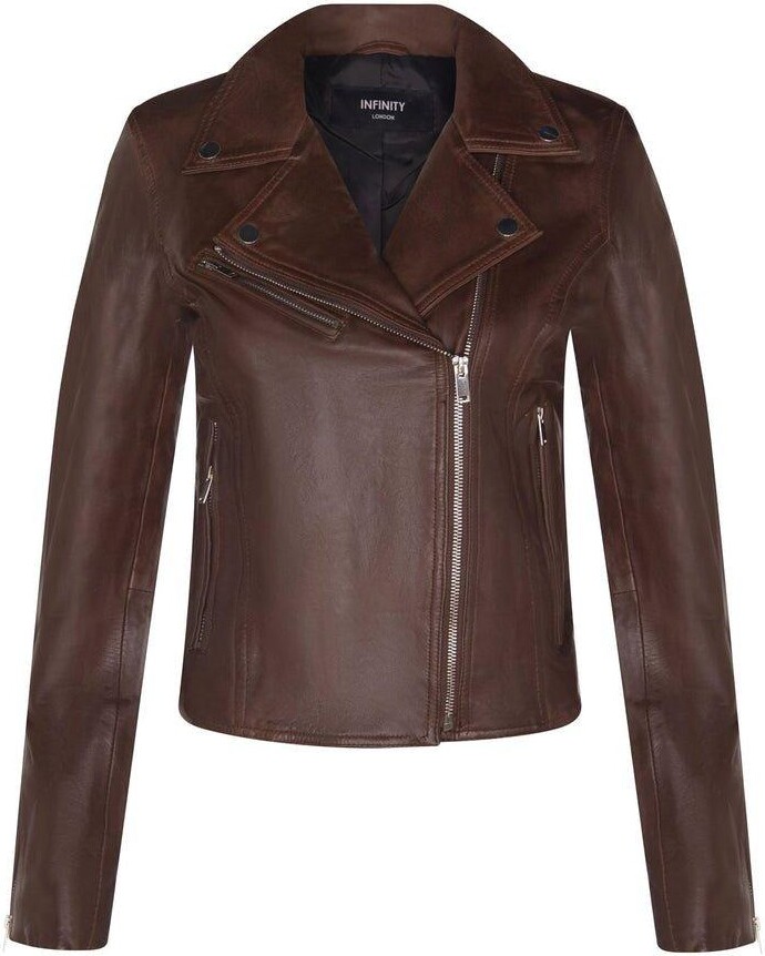 Infinity Leather Classic Leather Brando Biker Jacket-Loughton - Brown ...