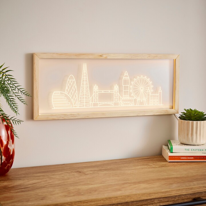 Dunelm London Skyline Etched Neon Wall Light White - ShopStyle Decor