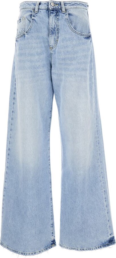 ICON DENIM Light Blue Wide Leg Jeans in Denim Woman - ShopStyle