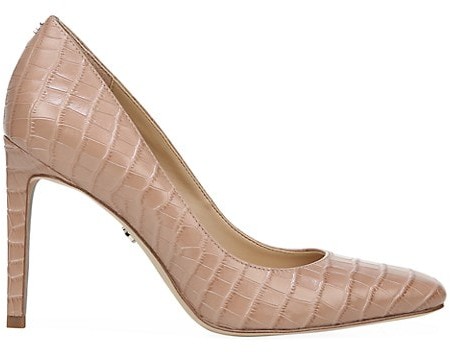 Sam Edelman Beth Square-Toe Croc-Embossed Leather Pumps - ShopStyle