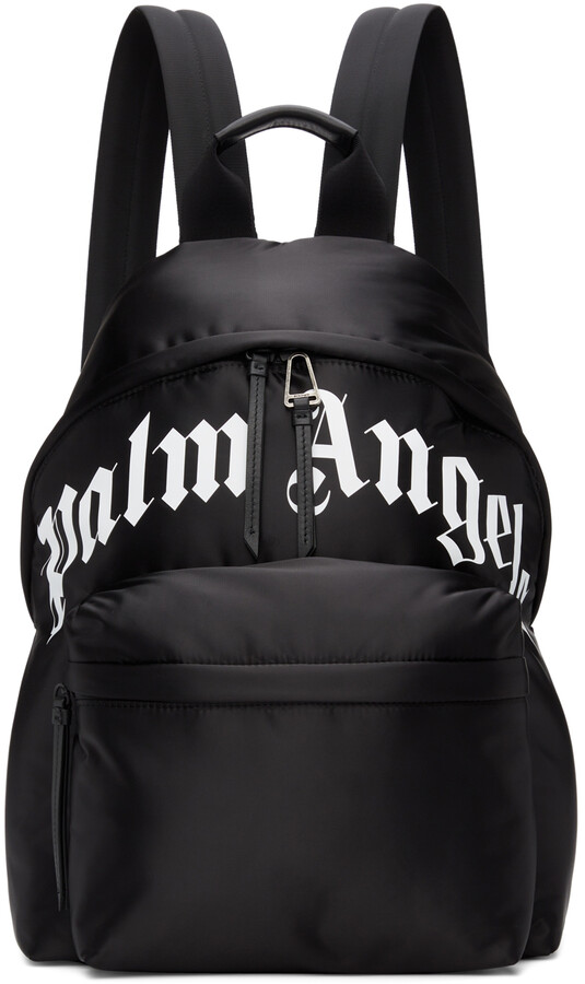 Palm Angels Black Curved Logo Backpack - ShopStyle