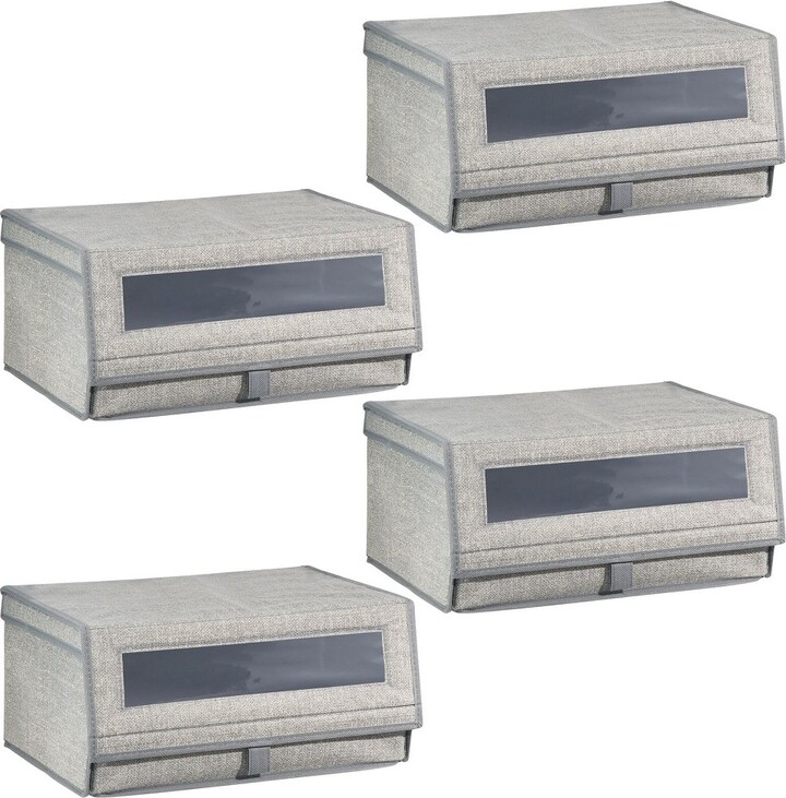 mDesign Large Fabric Closet Shoe Storage Box, 4 Pack, Gray - ShopStyle