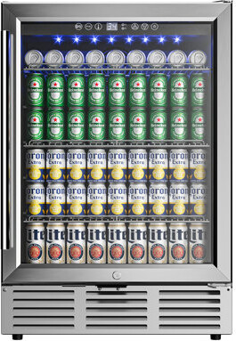 Simzlife 24 180 Cans 4.9 Cubic Feet Beverage Refrigerator with Wine ...