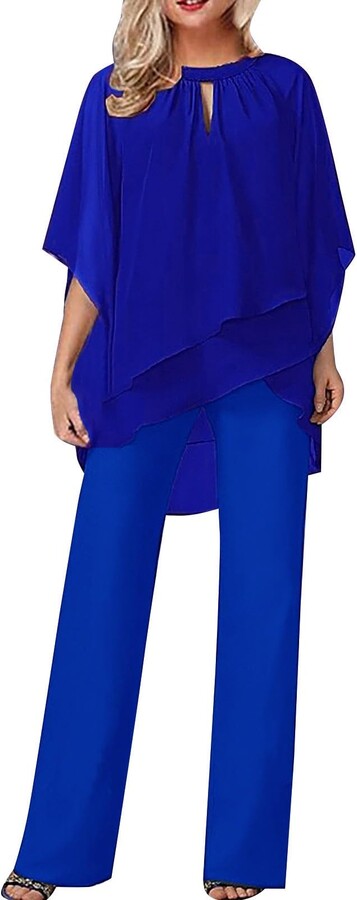 HOOUDO Women's Trouser Suits Elegant Wedding Guest Pants Suit 2 Piece ...