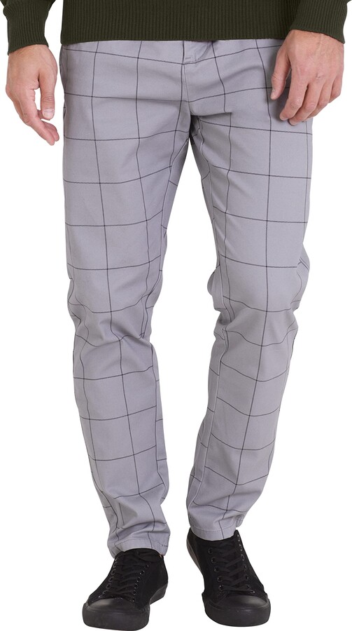 westAce Mens Check Formal Trousers Casual Slim-Fit Cotton Smart Office ...