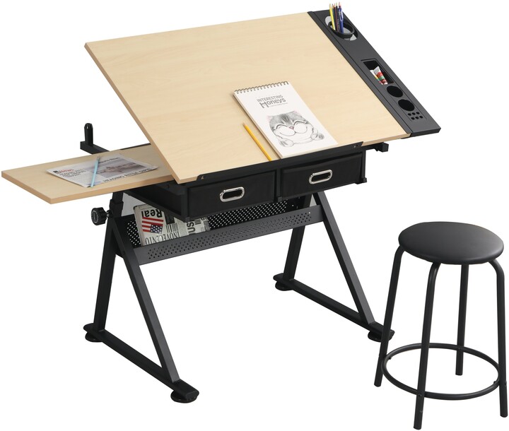 TOSWIN Modern Design Wooden Adjustable Drafting Drawing Printing Table ...