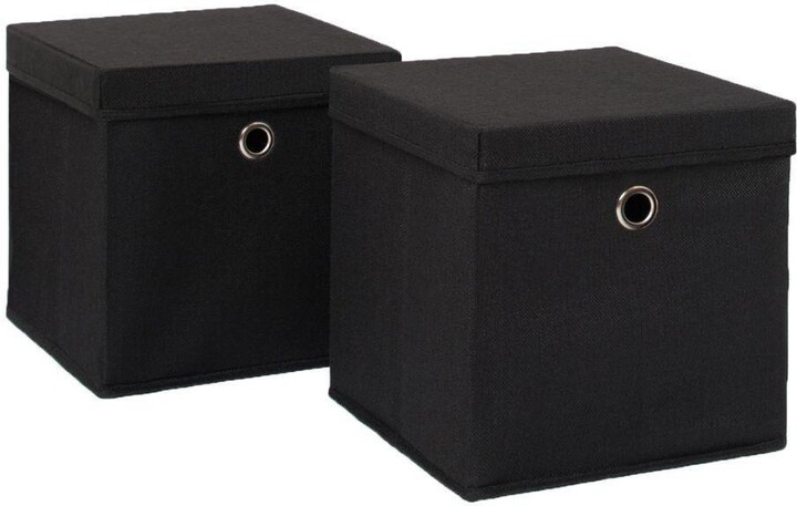 OHS 2 x Fabric Storage Boxes with Lid Foldable Square Organiser - ShopStyle