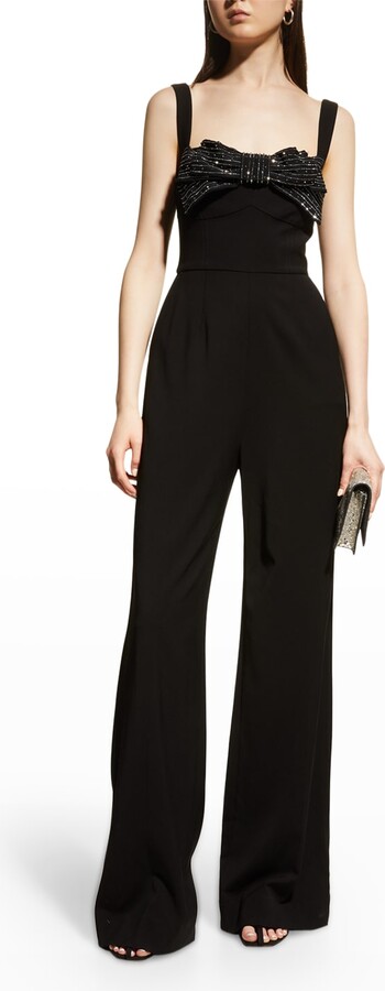 Saloni Rachel Sequin-Bow Cady Jumpsuit - ShopStyle