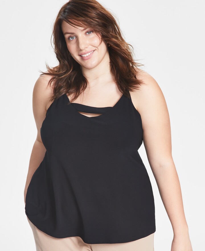 Bar III Trendy Plus Size Zip-Back Halter Top, Created for Macy's ...