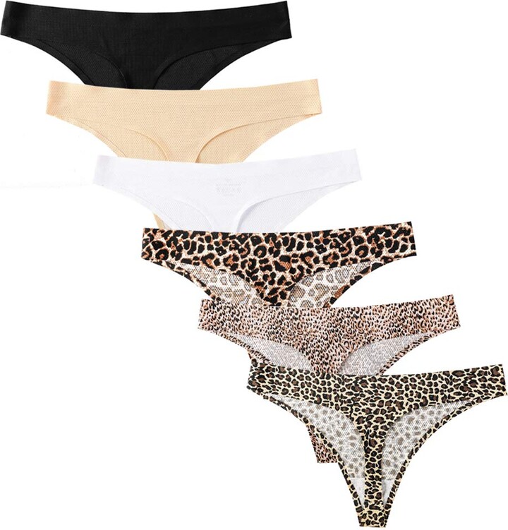 Nightease Women's Ice Silk Thong Pack of 6 No Show Panties Low Rise G ...