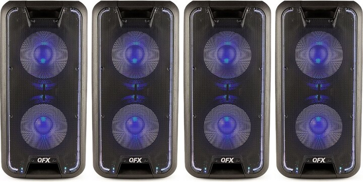 QFX PBX-100 Bluetooth Dual 10" Rechargeable Woofer Speaker w/ LED Party ...